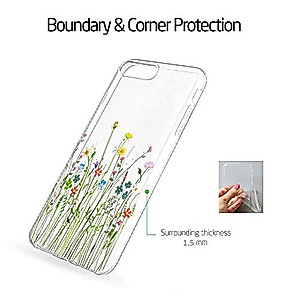 Unov Case for iPhone SE (2022) iPhone SE (2020) iPhone 8 iPhone 7 Case Clear with Design Embossed Floral Pattern TPU Soft Bumper Shock Absorption Slim Protective 4.7 Inch (Flower Bouquet)