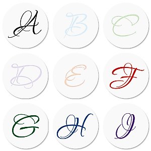 Current Personalized Brush Initial Envelope Seals- Set of 144, 1-1/2 Inch Round Stationery Stickers, Self-Stick, Choose Red, Green, Black or Purple Monogram
