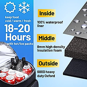 MIER Cooler Backpack Insulated Large Soft Coolers Bag, 30 Can Leakproof Ice Chest Lunch Backpacks for Men and Women for Beach Work Travel Picnic, Black