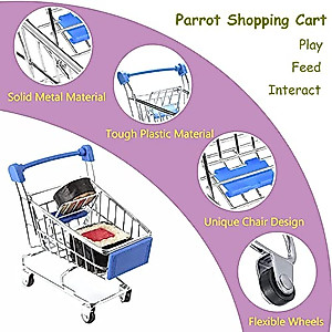 Himmbods Parrot Toys 4PCS, Bird Toy Mini Shopping Cart - Training Rings and Ball - Parrot Playing Chewing Standing Training Toys for Budgie Parakeet Cockatiel Bird Toy Part (Color Random)