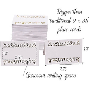 100 Pack Large Name Cards for Table Setting - Tent Place Cards with Gold Foil Design for Wedding, Banquets, Events, Reserved Seating, 2.5"x3.75"