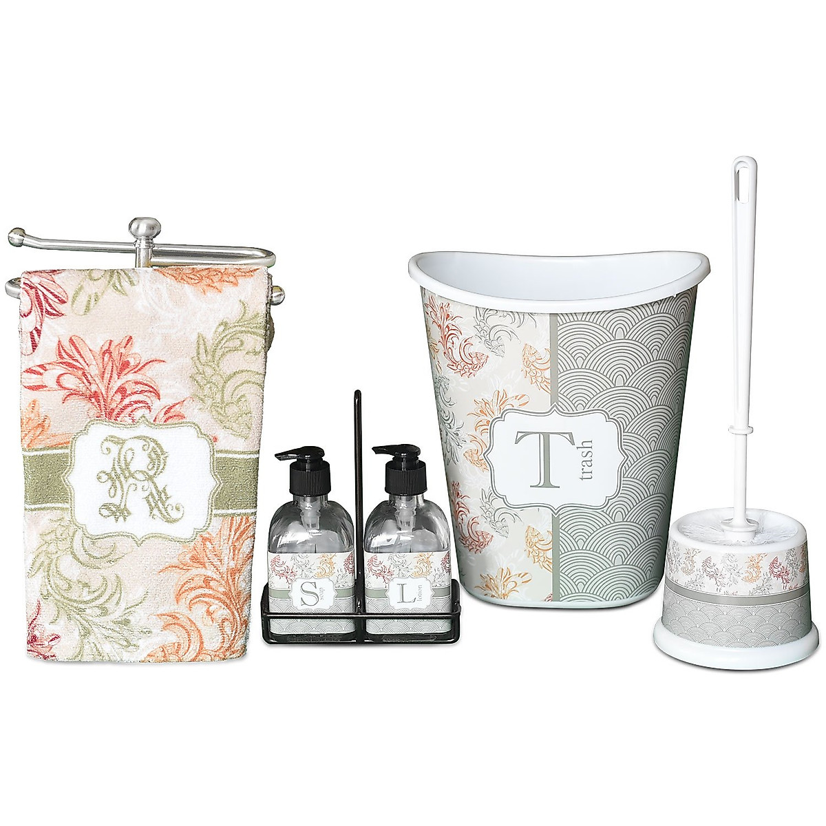 RNK Shops Personalized Nautical Anchors & Stripes Waste Basket - Single Sided (White)