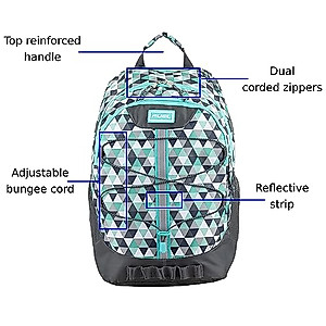 FUEL 18” Unisex Backpack Terra Sport Spacious Dual Compartment w/Laptop Sleeve and Bungee for Travel, College, Work - Blue Diamond Crystal