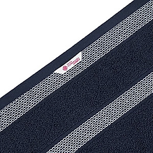 CASA COPENHAGEN Solitaire Designed in Denmark 600 GSM 2 Bath Towels 2 Hand Towels 2 Washcloths, Super Soft Egyptian Cotton 6 Towels Set for Bathroom, Kitchen & Shower - Navy Blue