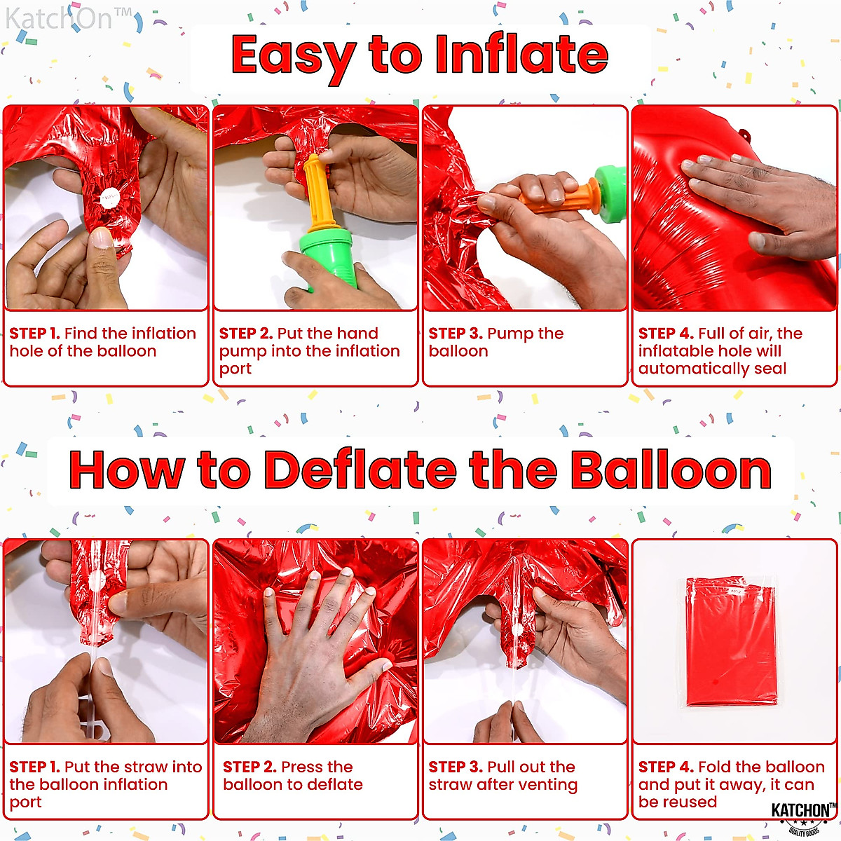 KatchOn, Big Red Number 2 Balloon - 40 Inch | 2nd Birthday Balloons for Two Fast Birthday Decorations | 2 Balloon Number for 2nd Birthday Decorations for Boys | Plim Plim Birthday Party Supplies