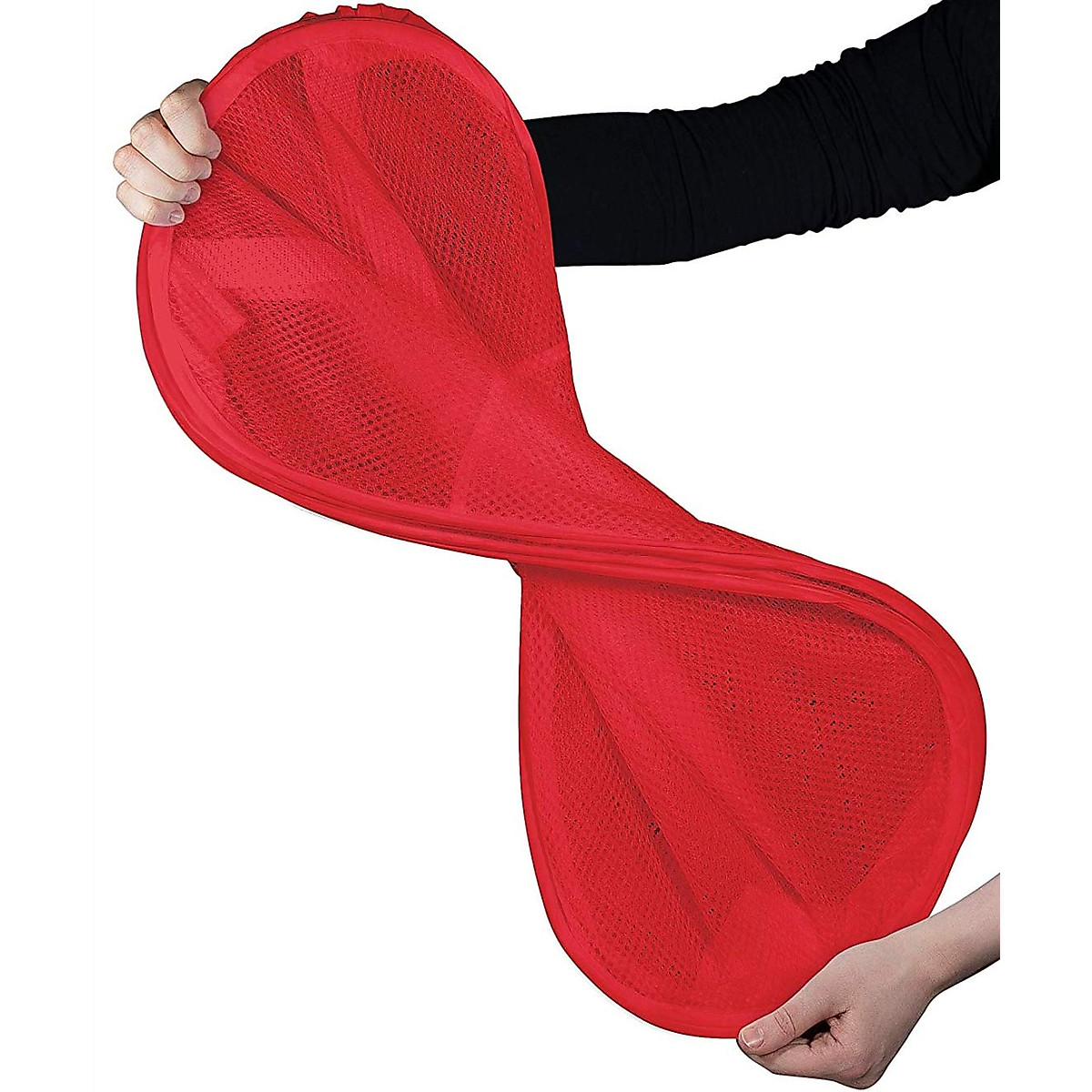 Portable Large Rectangle Laundry Basket with Carry Handles Big Heavy Duty Pop Up Nursery Clothes Hamper Folding Mesh Room Organizer Storage Red