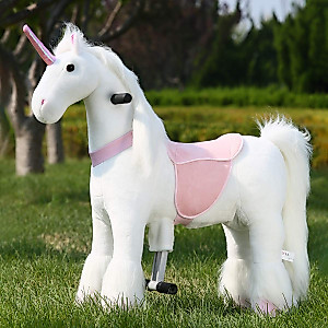 Gidygo Kids Ride on Walking Unicorn Rocking Horse Riding Toy for Children L Size for 5-12 Years Old