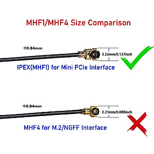8dBi 2.4GHz 5.8GHz Dual Band WiFi Antenna IPEX Internal Antenna RG1.13 Cable for Mini PCIe Card- 2Pack