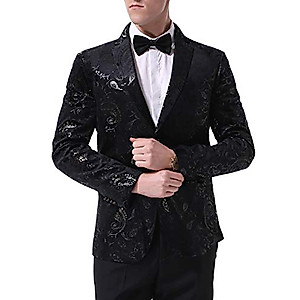 Men's luxury Casual Dress Suit Slim Fit Stylish Blazer Black Large, Black, Large