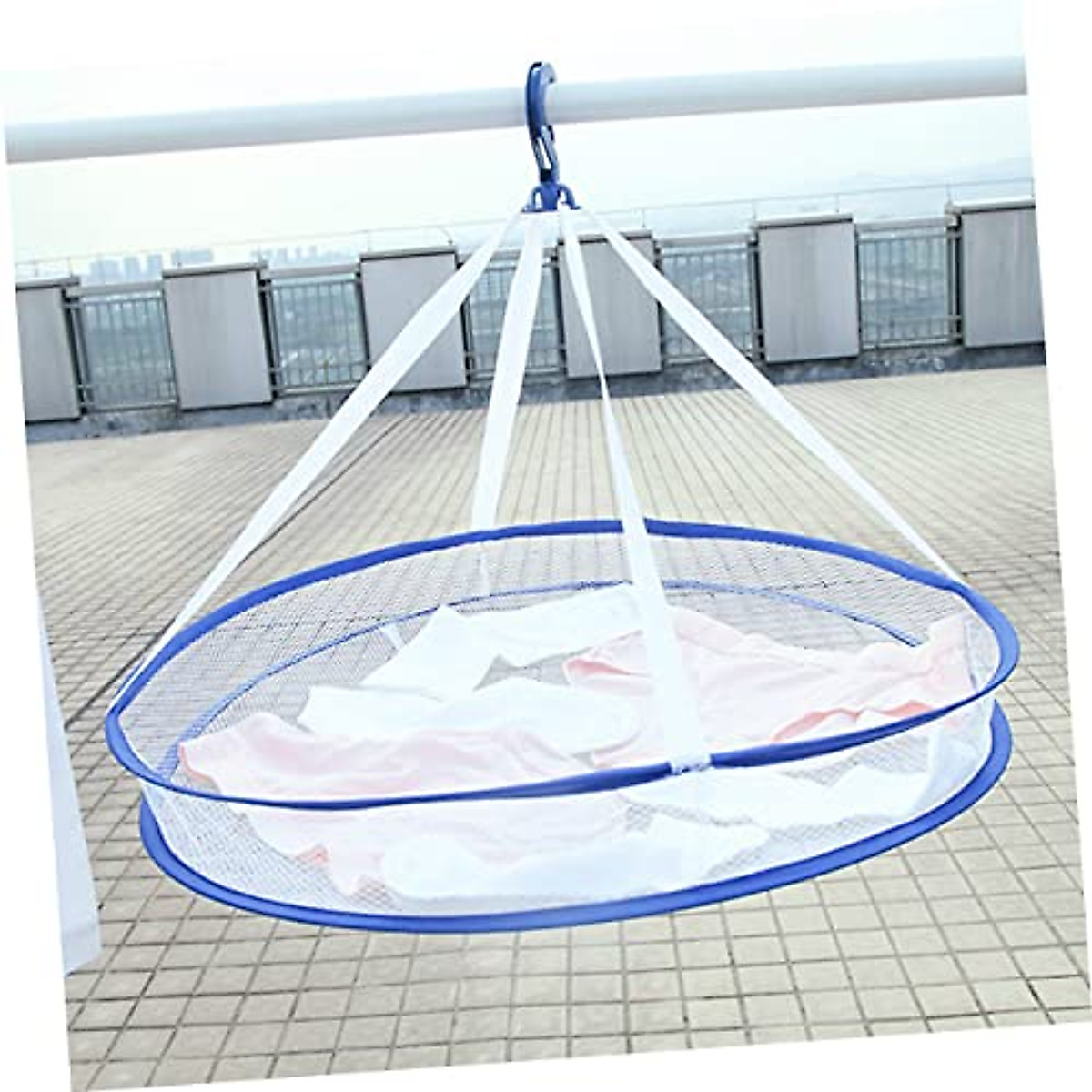 HOMSFOU 2pcs Drying Rack Foldable Laundry Rack Hanging Dry Windproof Cloth Dryer Outdoor Clothes Airer Drying Basket Single-Layer Clothes Basket Drying Hanger Sock Hanger Drying line Flat