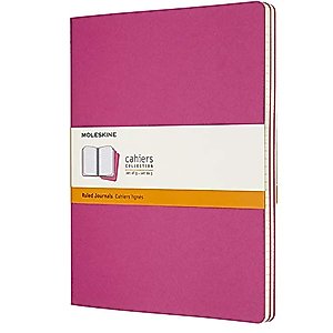 Moleskine Cahier Journal, Soft Cover, XL (7.5" x 9.5") Ruled/Lined, Kinetic Pink, 120 Pages (Set of 3)