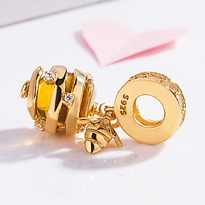 Queen Bee Charm 925 Sterling Silver Animal Charm Lucky Charm Birthday Charm for Pandora Charm Bracelet (A)