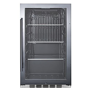 Summit Appliance SPR488BOSH34 Shallow Depth Indoor/Outdoor Beverage Cooler, 3.13 cu.ft. Capacity, 17.75" Depth, Weatherproof Design, Sealed Back, Factory Installed Lock, LED Lighting, Black Interior