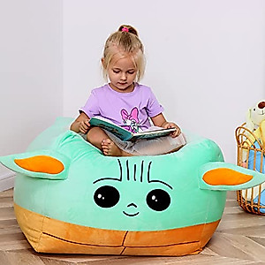 Stuffed Animal Toys Storage Kids Bean Bag Chairs Cover Large Size 24 x 24 Inch Stuffable Zipper Bean Bag for Organizing Kids Plush Toys Blankets Towels Clothes Home Supplies(No Beans)