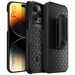 MOTIVE for iPhone 14 Pro Holster Case, Belt Clip Case for Apple iPhone 14 Pro, Shell Holster Combo 14 Pro, Slim Rugged Drop Shockproof Protective Cover with Kickstand (6.1" Pro) | Ranger Series
