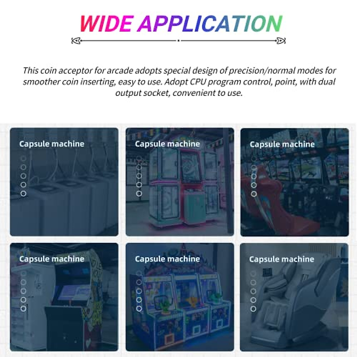 Yunseity Coin Acceptor, CPU Multi Coins Acceptor Selector with LED Indicator, Game Coin Slot Acceptor Coin Acceptor for Arcade Game Vending Machine