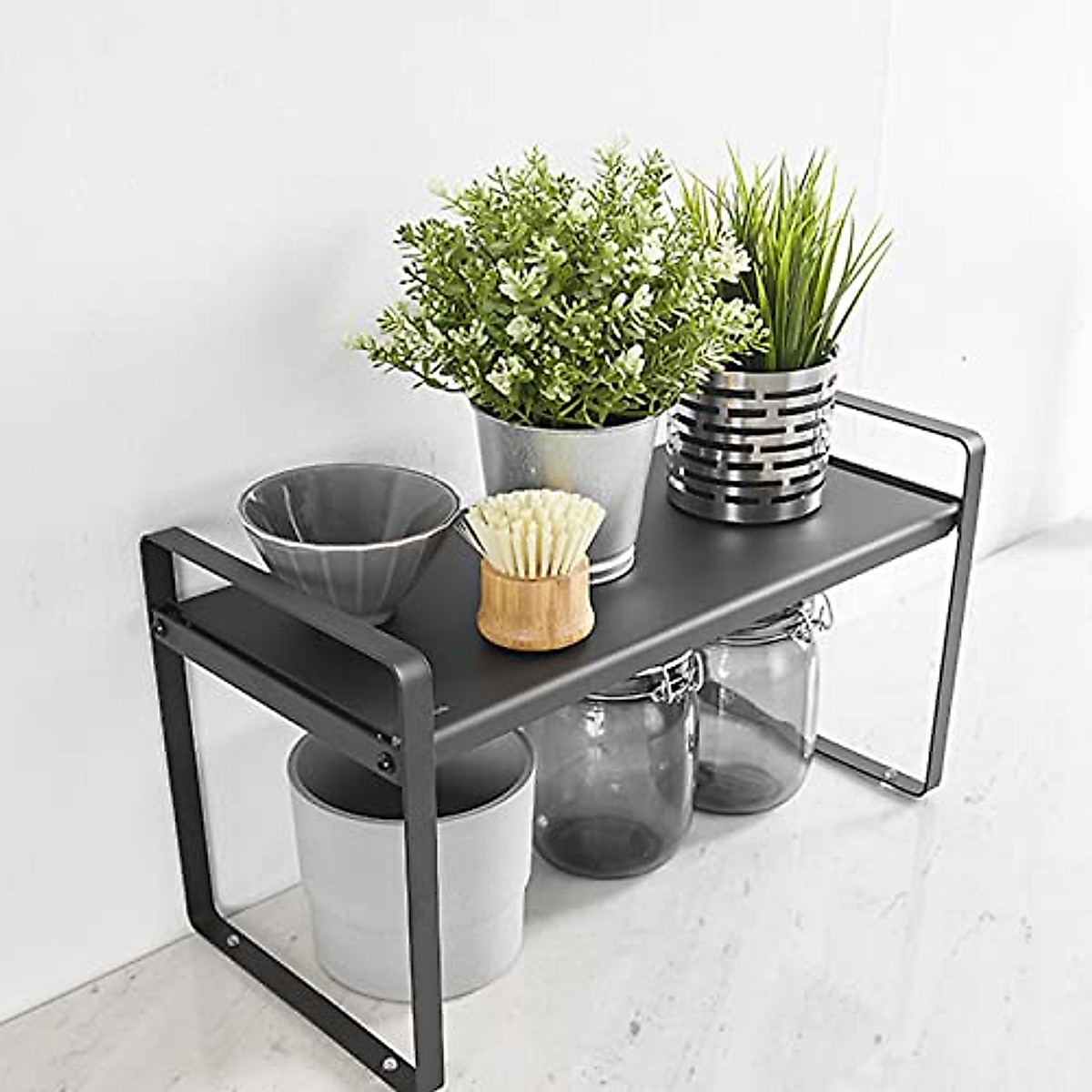 Kitchen Shelf, Large loadbearing Cabinet Shelf Stand Multifunction for Office Kitchen Bathroom 21 * 51cm Long Black Carbon Steel