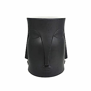 XARONF Matte Black Ceramic Drum Stool with Four Faces, Creative Mask Porcelain Stool, Shoe-Changing Dressing Stool, Suitable for Balconies and Open-air Gardens.