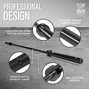 WF Athletic Supply 290lb & 300lb & 555lb Traditional/Classic Olympic Weight Plates Set with 7 ft. Olympic Barbell, Great for Strength Training, Weightlifting, Bodybuilding & Powerlifting