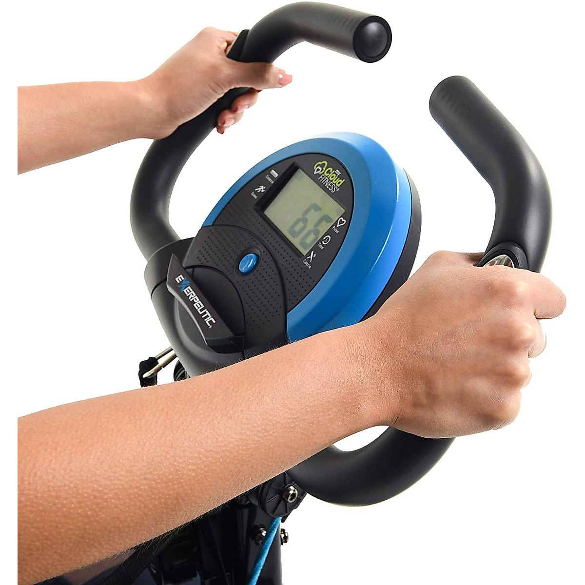 Exerpeutic Bluetooth Smart Foldable Bike with Resistance Bands and Free MyCloudFitness App, Black Folding Bike