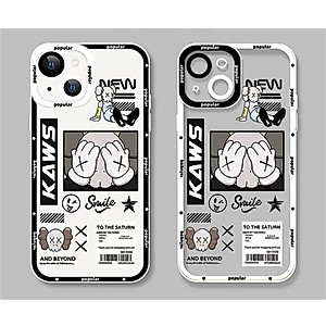 Cool Clear Case Compatible with iPhone 13 Mini for Mens and Womens,Clear Case with Cartoon Street Fashion Pattern Design Slim Soft Silicone Protection Phone Cover (White,13 Mini)