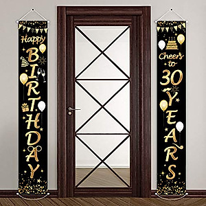 2 Pieces 30th Birthday Party Decorations Cheers to 30 Years Banner 30th Party Decorations Welcome Porch Sign for 30 Years Birthday Supplies (30th Birthday)
