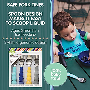 Chewbeads - Toddler Utensils Set - 4 Piece Baby, Kid or Toddler Silverware Set - Toddler Spoons and Forks Flatware - 100% Safe, BPA Free & Phthalate Free (Pink/Purple)