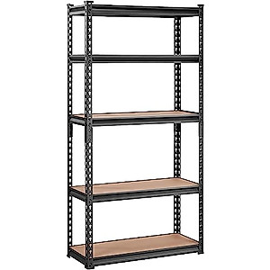 VEVOR Storage Shelving Unit, 5-Tier Adjustable, 2000 lbs Capacity, Heavy Duty Garage Shelves Metal Organizer Utility Rack, Black, 30" L x 12" W x 60" H for Kitchen Pantry Basement Bathroom Laundry