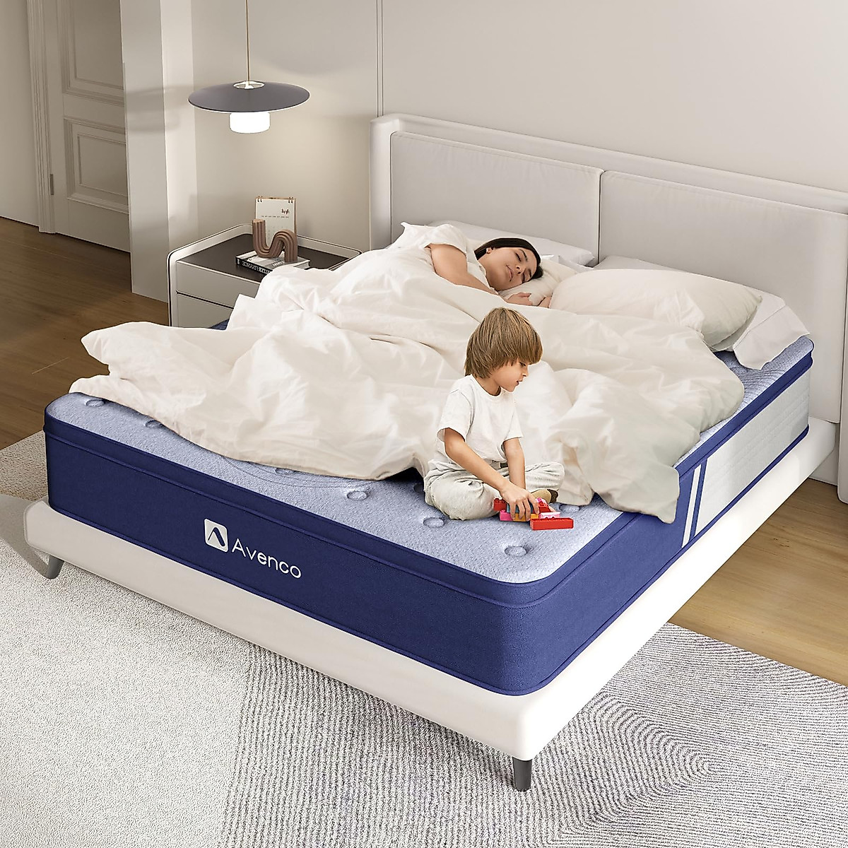 Avenco Queen Size Mattress, 10 Inch Hybrid Queen Mattress in a Box for Pressure Relief & Sound Sleep, Individually Wrapped Pocket Coils Innerspring Mattress for Motion Isolation, Medium Firm Mattress