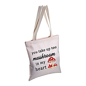 MBMSO Mushroom Canvas Tote Bag You Take up Too Mushroom in My Heart Mushroom Lovers Gifts Shopping Bag Fungi Pun Gifts (Mushroom in my heart TB)
