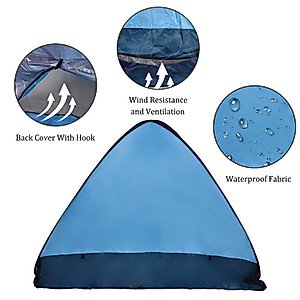 Pop Up Beach Tent, Quick Instant Automatic Portable Anti UV Sun Shelter Tents Fit 3-4 Persons for Outdoor Camping, Fishing, Park Picnic Baby Beach Tent (Blue-Pink)