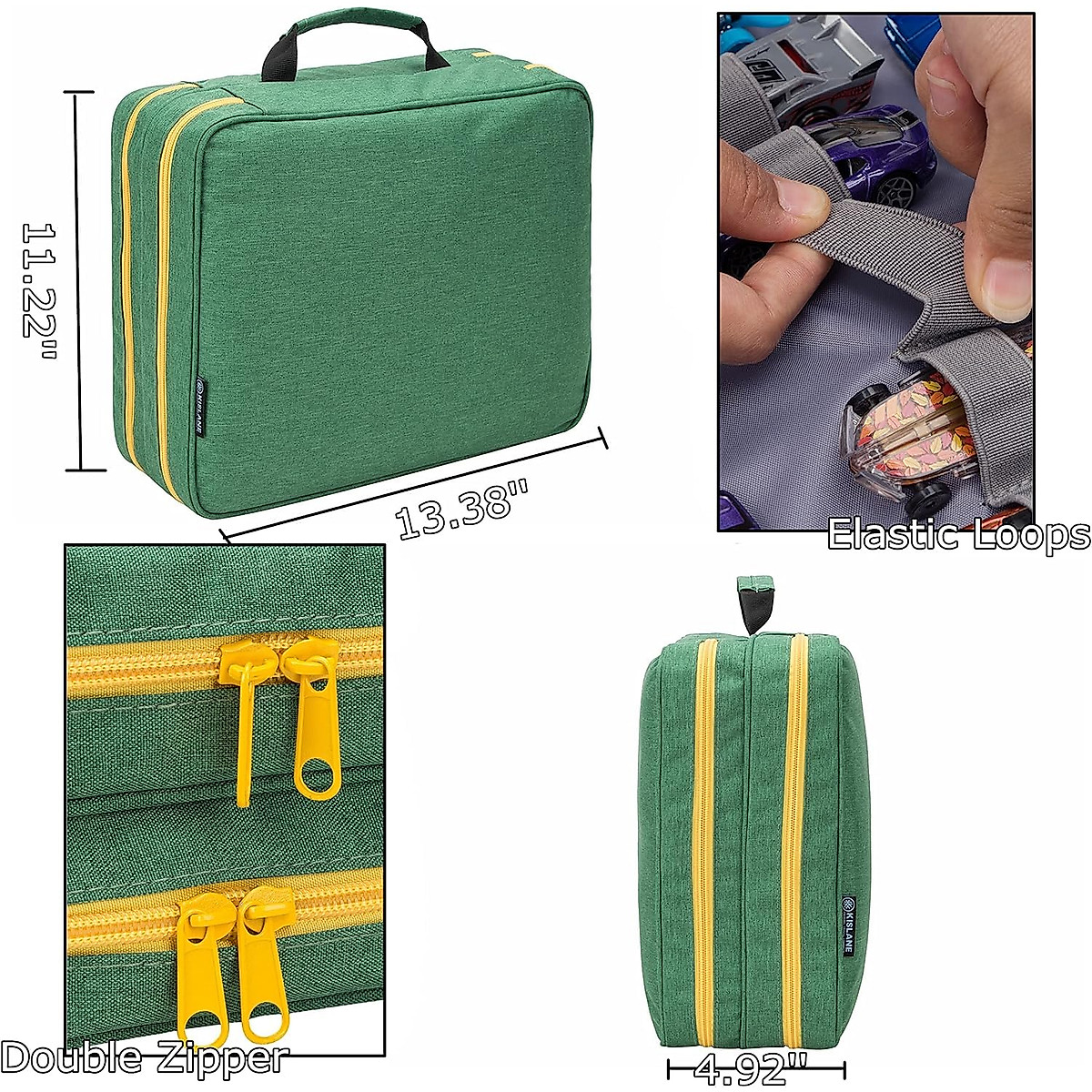 KISLANE 96 Toy Cars Storage Case Compatible with Toy Cars, Toy Cars Organizer Storage for Mini Toys, Toy Cars Car, Matchbox Cars, Small Dolls(Bag Only) (Green)