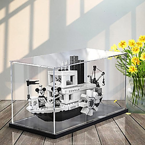 Osegaga Clear Acrylic Display Case with Black Base for Action Pop Figures, Assemble Cube Countertop Box Dustproof for Pop Figures Collectibles Toys,Black, (7.9 x 11.8 x 7.9 inch, 20×30×20cm)