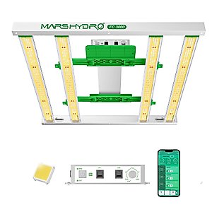 MARS HYDRO FC3000 EVO 300W, Samsung LM301H EVO LED Grow Light 3x3 ft Coverage, with Smart Control Function, Commercial Full Spectrum Daisy Chain Dimmable Bar Style Grow Lamp for Indoor Plants