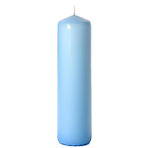 KYS Pack of 2, Pressed 3" x 12" Pillar Candles Unscented Light Blue for Weddings, Home & Event Decoration, Relaxation, Made in US