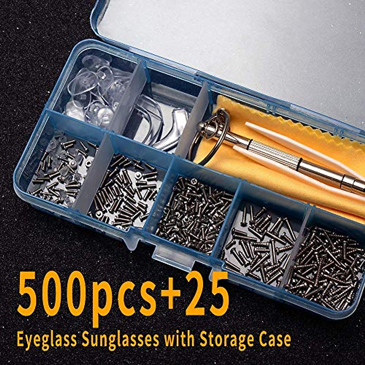 Eyeglass Repair Kit, OFONE Glasses Repair Kit with 500pcs Tiny Metal Screws Precision Screwdriver Set Tweezer and Nose Pads Fits Eyeglasses, Sunglasses, Spectacle and Watch Repair