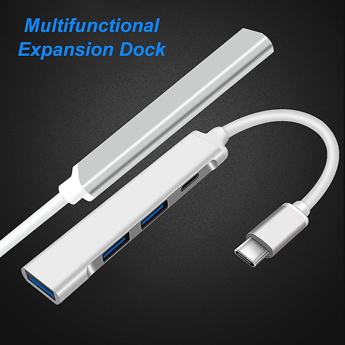 GIFZES USB Hub 3.0, USB C Adapter and 3-in-1 Docking Station, Expansion Dock Hot Swap USB3.0 USB2.0 Type-C Mini Cable Hub for Projector Grey USB