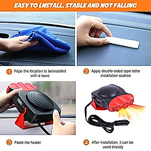 Car Heater 12V - Fast Heating Defrost Defogger, 2 in1 Fast Heating & Cooling Fan, Outlet Plug in Cigarette Lighte, Automobile Windscreen Fan for All Cars Portable Electronic Car Heaters