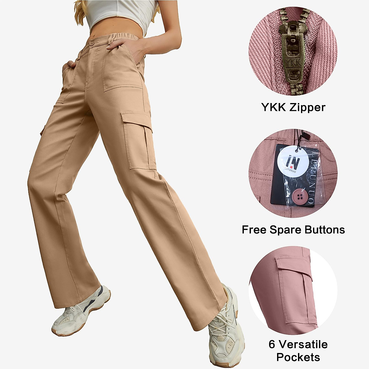 Womens Baggy Cargo Pants y2k Jeans Parachute Pants Teen Girls Wide Leg Trousers Trendy Clothes Hiking Pants Khaki