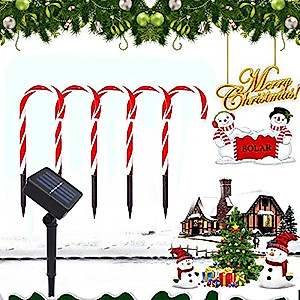 Christmas Candy Cane Lights,Solar Christmas Cane Light， Set 1 for 5 Waterproof Christmas Plug-in Lamp， LED Home Garden Courtyard Lawn Decoration Lights