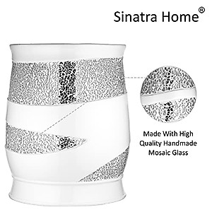 Popular Bath Sinatra Modern Bath Waste Basket Modern Classic Contemporary Decorative Beautiful Designs Bathroom Decor for Home Luxury Bath, White