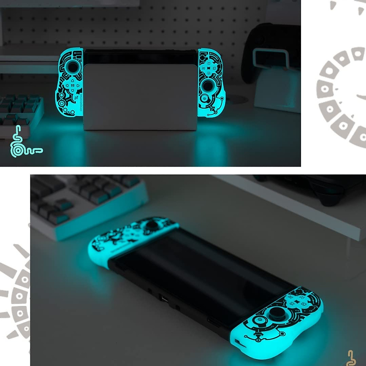 Soft Shockproof for Tears of The Kingdom Dockable Cover Case Compatible with Nintendo Switch OLED, Durable Scratch Resistant Shell for Joycon, Silicone Protective Skin Set