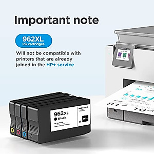 Yocare 962xl 962 XL Combo Pack Ink Cartridges Replacement for 962XL Compatible with Officejet 9010 9015 9025 9012 9013 9016 9019 9018 9020 Printer (Black & Cyan & Magenta & Yellow)-4 Packs
