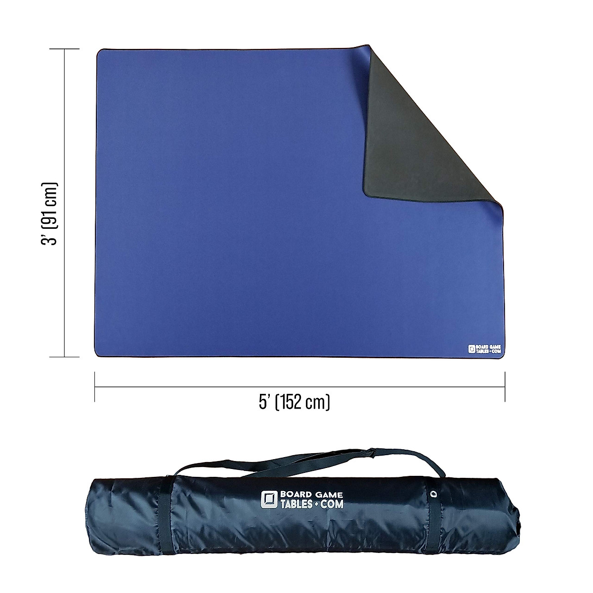 Board Game Playmat [3'x5'/Thick Super Cushioned/Stitched Edge/Water Resistant] with Carrying Case - for Tabletop Board Games, Card Games, RPG Games (Medium, Blue)