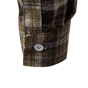 Muscularfit fall clothes for men Crewneck Sweatshirts Men Fall Fashion Plaid Button Down Shirt Causal Drawstring Long Sleeve Hoodie Checkered Coat deals of the day clearance Yellow L