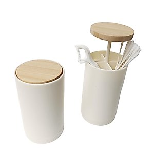 Pkhyird 2 Pack Upgrade Pop-Up Qtip Holder for Cotton Swabs Qtip Dispenser Bathroom Organizer Bathroom Decor, Cotton Swab Toothpick Holder