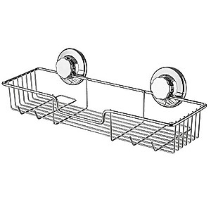 iPEGTOP L-4 Strong Suction Cup Shower Caddy Bath Shelf Storage, Combo Organizer Basket for Shampoo, Soap, Conditioner, Razor Bathroom Accessories - Rustproof Stainless Steel, Chrome