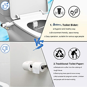 2 Pack Bidet Toilet Seat Attachment Ultra Slim Bidet With Self Cleaning Dual Nozzle Adjustable Water Non Electric Bidet Fresh Water Spray for Sanitary and Feminine Wash