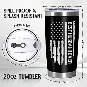 TEEZWONDER Mens Gifts for Him Husband - Stainless Steel Insulated Coffee Tumbler With Lid 20 Oz - Anniversary Birthday Gifts for Him Husband from Wife