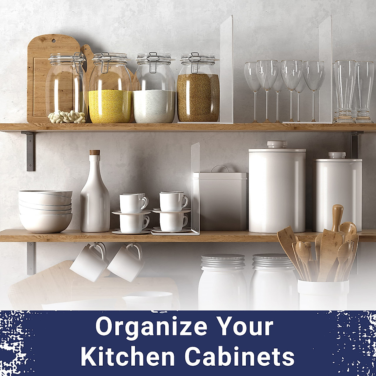 True 4U Acrylic Shelf Dividers for Closet Organization: 4 Pack Tall Durable Clear Shelves Moveable, Ideal for towels, clothes, purses, divider for any shelf in any room 10"X4"x11"